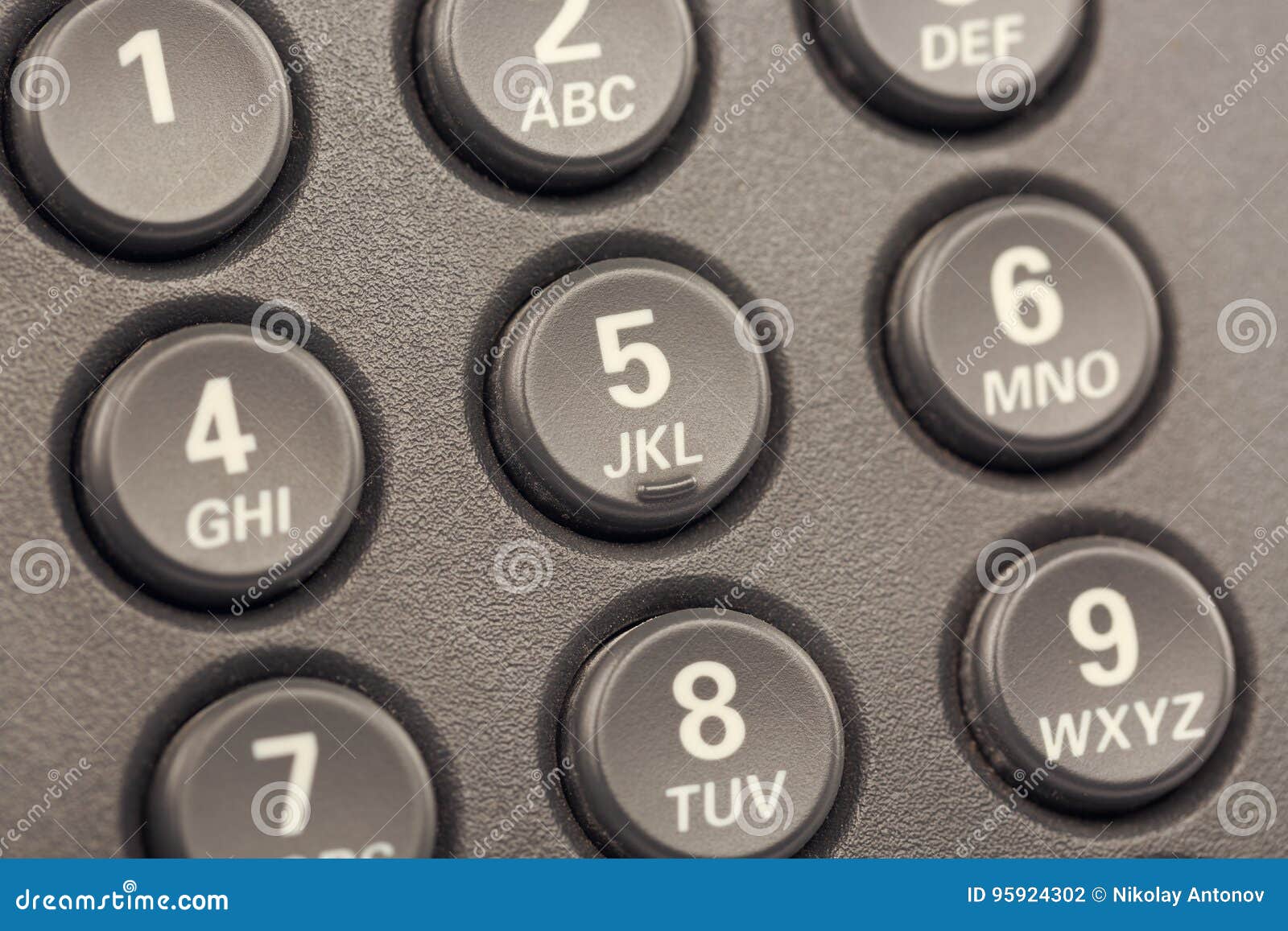 Modern IP Digital Phone Buttons with Numbers Close Up with Selective ...