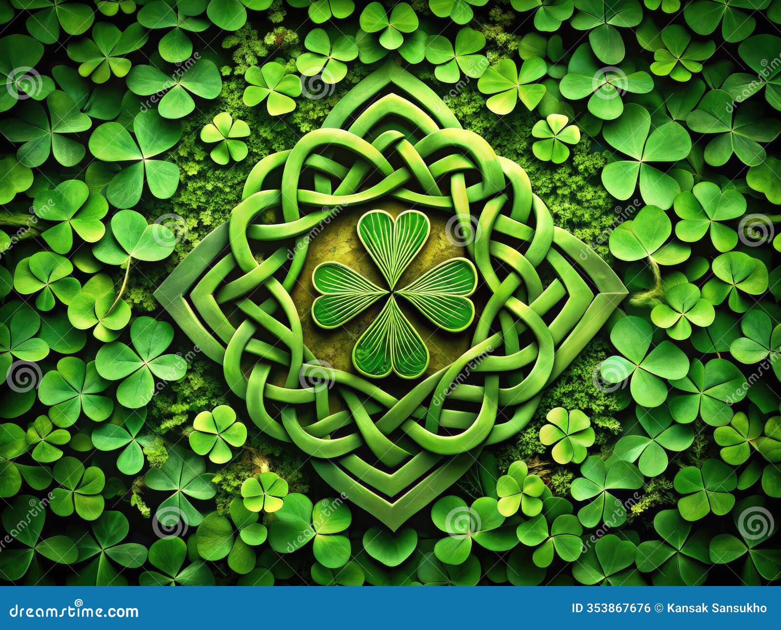 Modern Irish Wallpaper Design a Minimalist Abstract Shamrock and Celtic ...