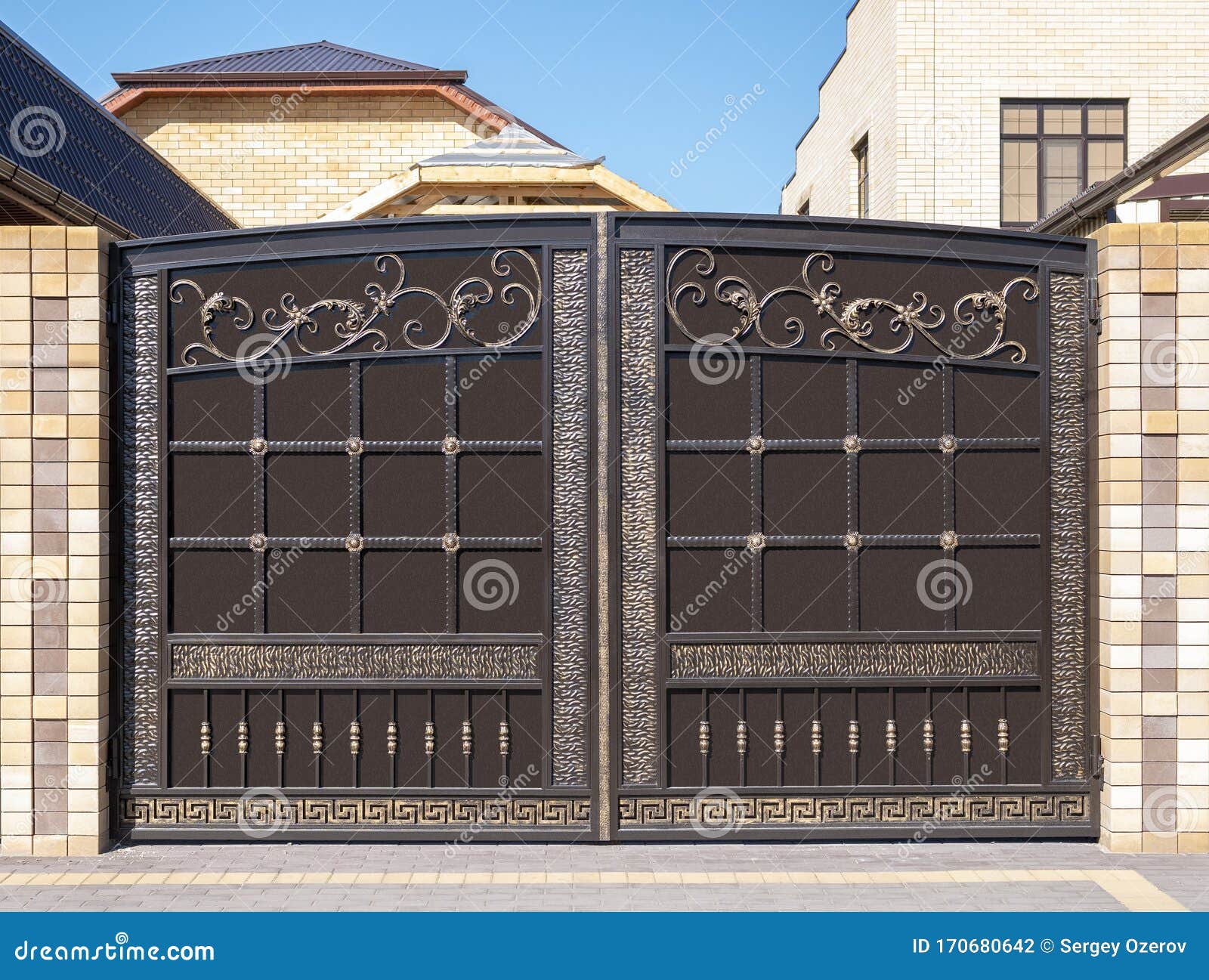 Modern Iron Gate and Facade Stock Photo - Image of barrier, beautiful ...