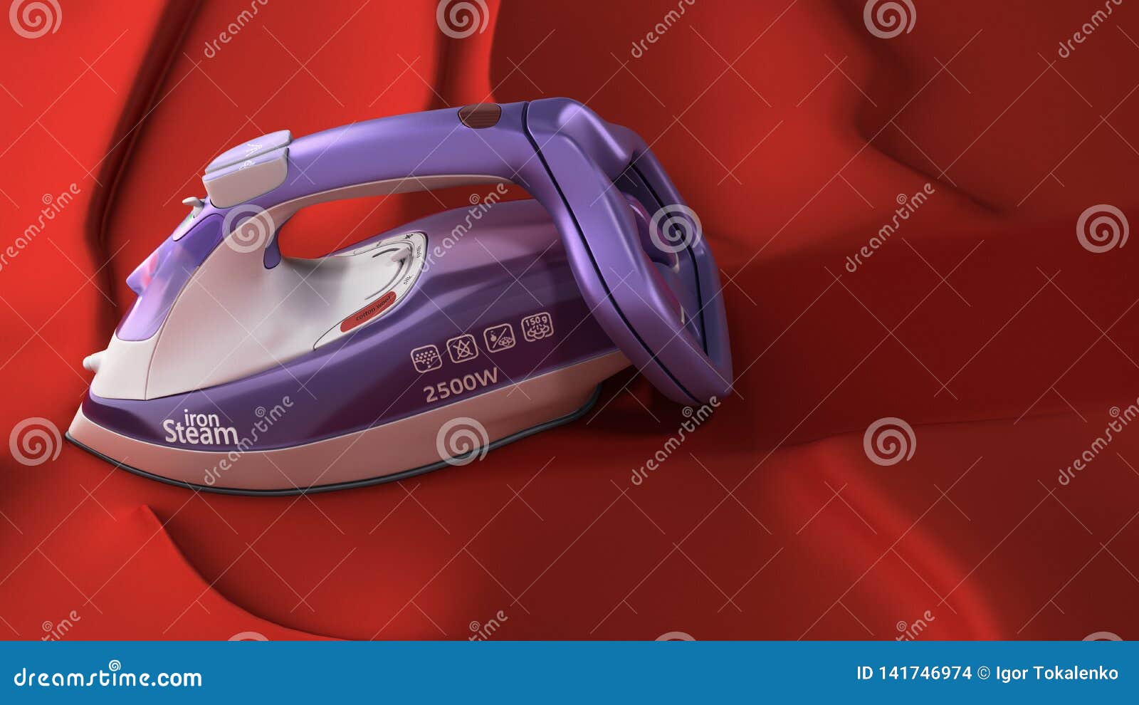 Modern Iron Leaves an Even Trace on the Fabric 3d Render on Fabric ...