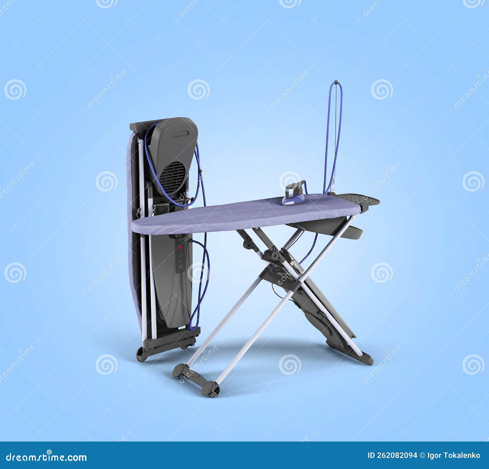 Modern Ironing Board and Iron 3d Render on Blue Gradient Stock ...