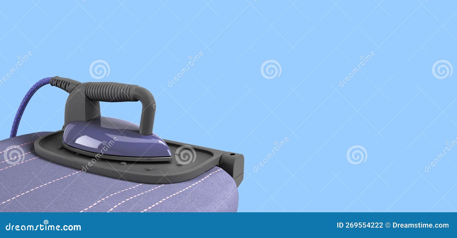 Modern Ironing Boards and Iron 3d Render on Blue Background Stock ...