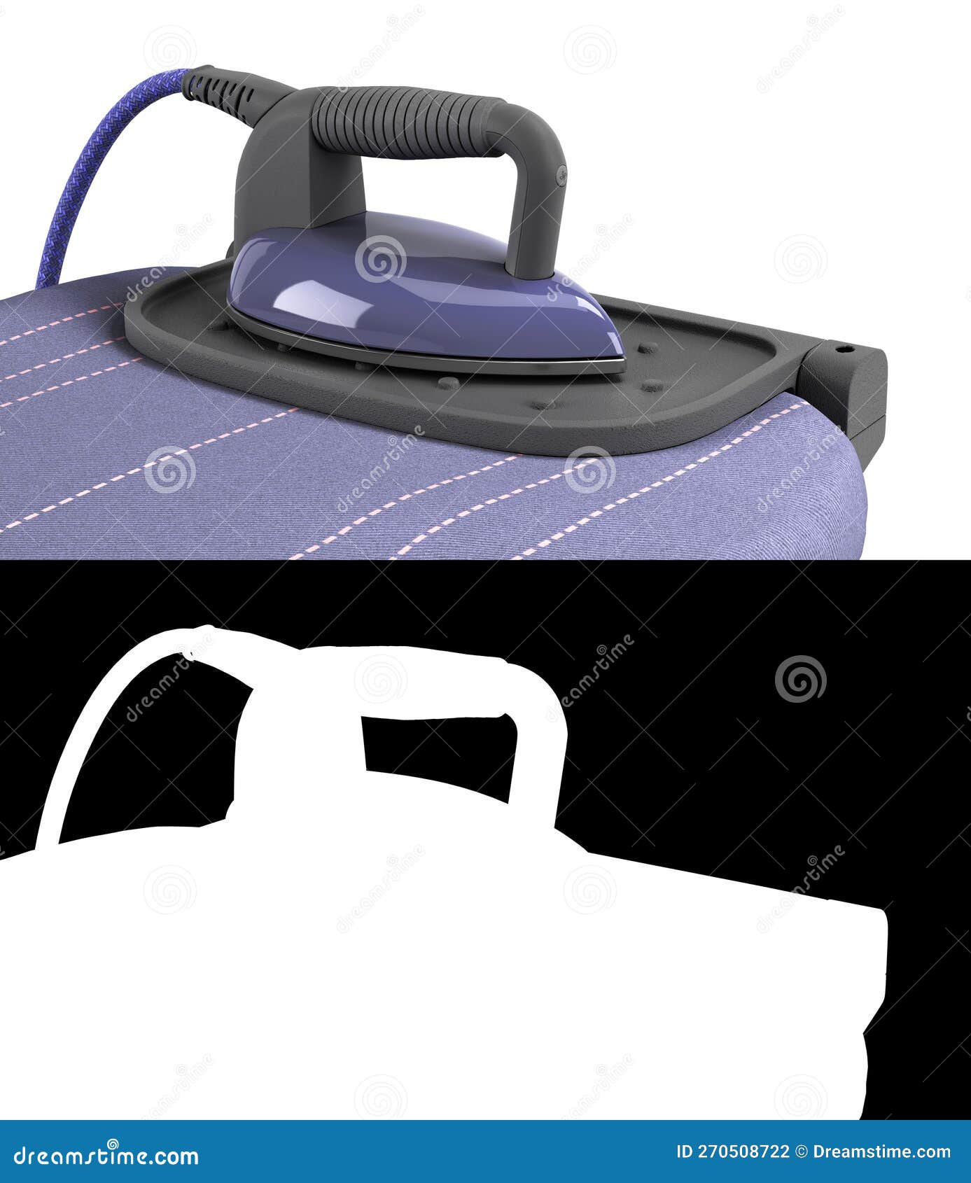 Modern Ironing Boards and Iron 3d Render on White with Alpha Stock ...