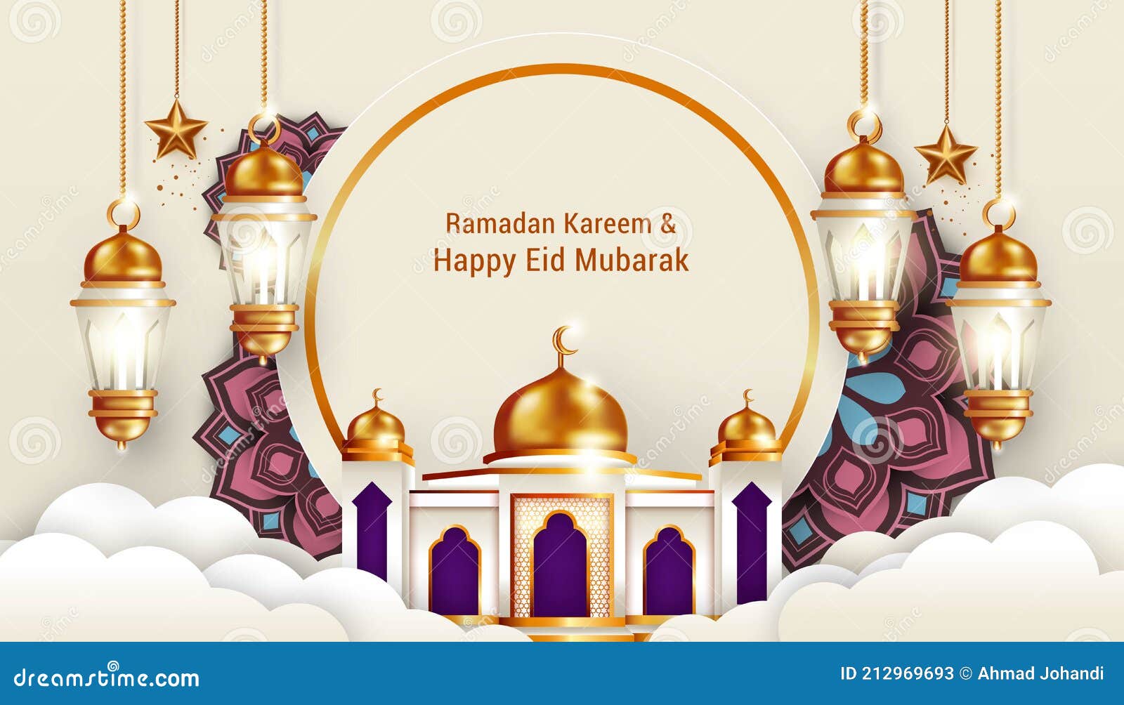 Ramadan Background With Islamic Mosque Arabian Pattern On Purple ...