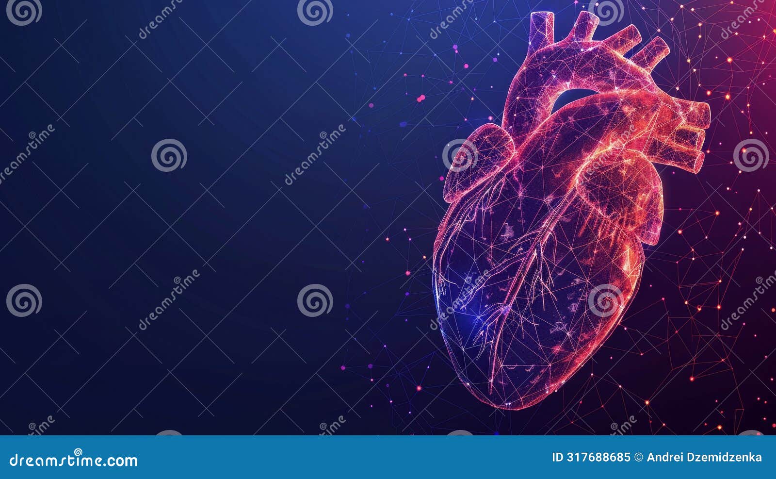 This Is A Modern Isolated Heart With A Low Poly Wireframe And Points ...