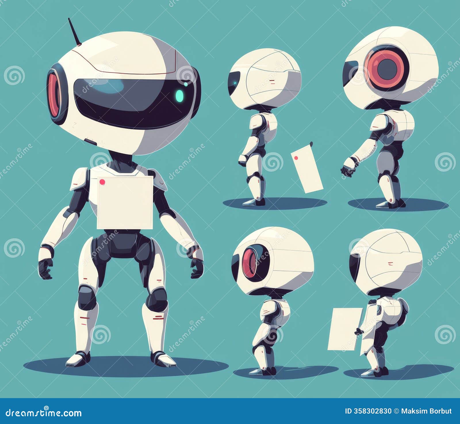 Cartoon Engineer With Hard Hat Holding Tablet And Wind Turbine Model ...