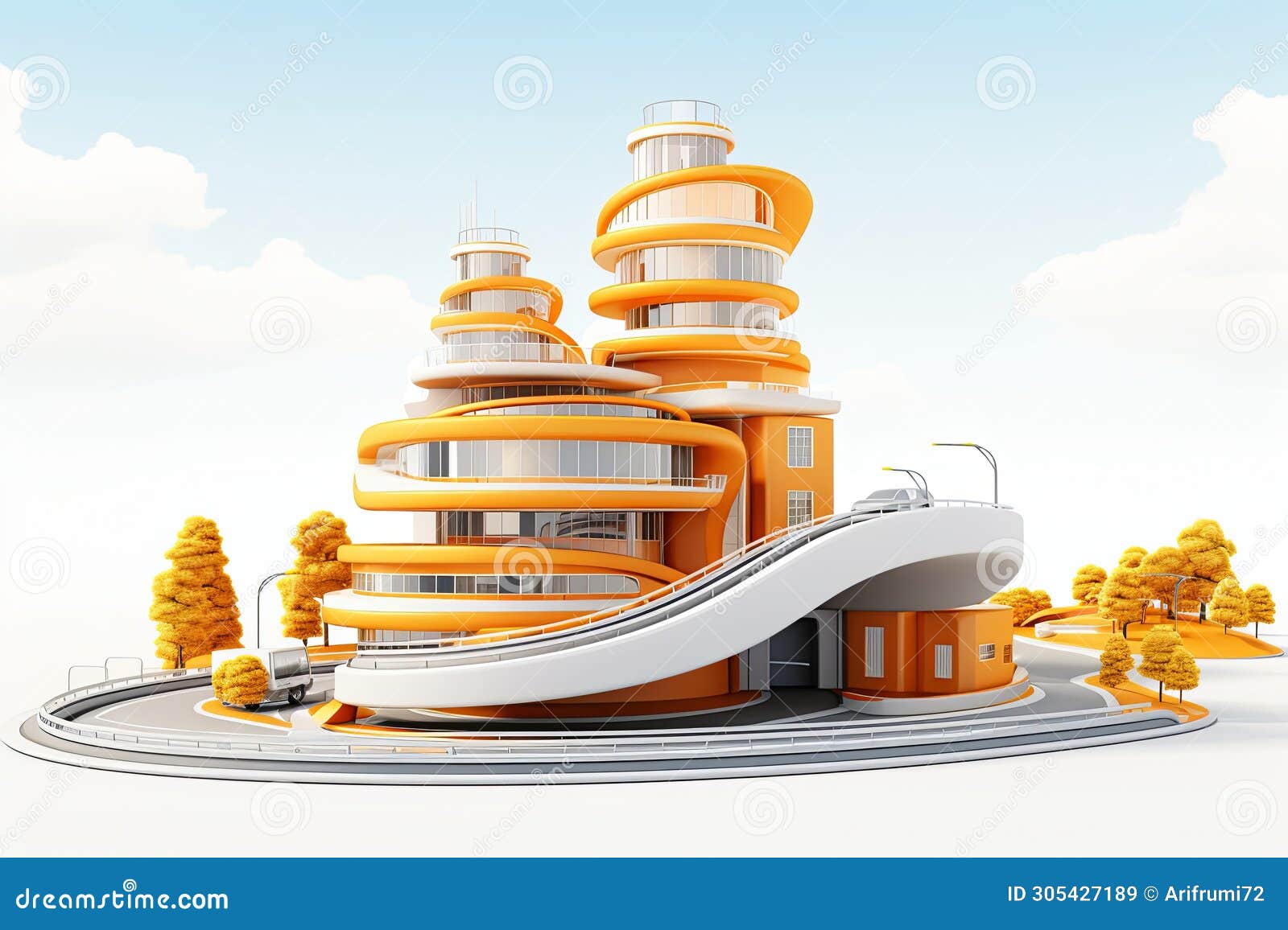 Modern Isometric Architecture Building 3d Illustration on a White ...
