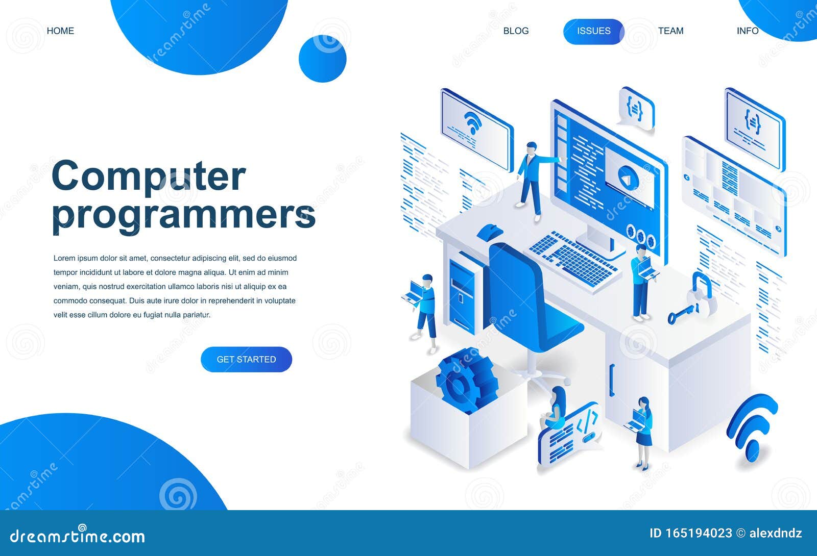 Modern Isometric Design Concept of Computer Programmers for Website and Mobile Website ...