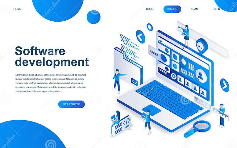 Modern Isometric Design Concept for Software Development Website and Mobile Development Stock ...