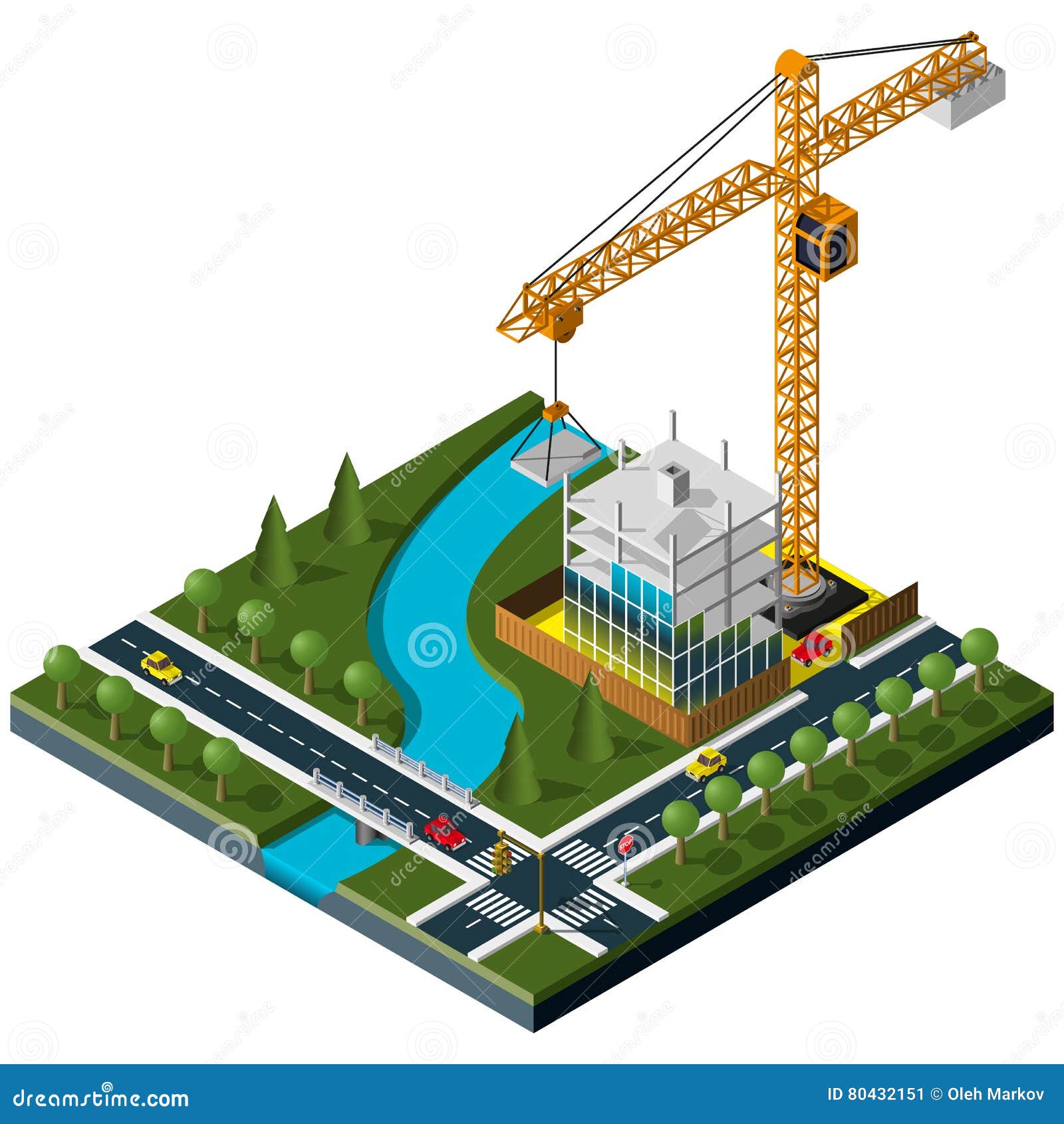 Modern Isometric Industrial Crane. Stock Illustration - Illustration of ...