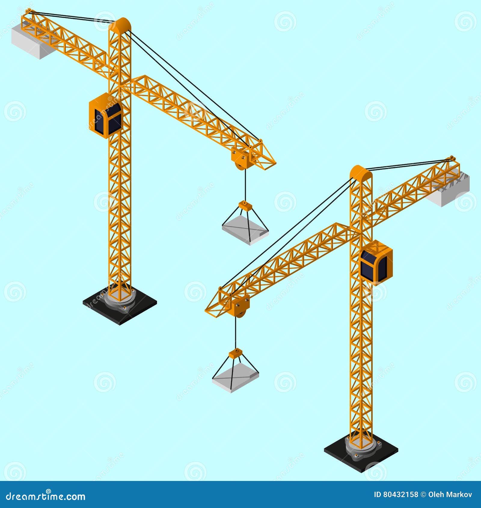 Modern Isometric Industrial Cranes. Stock Vector - Illustration of ...