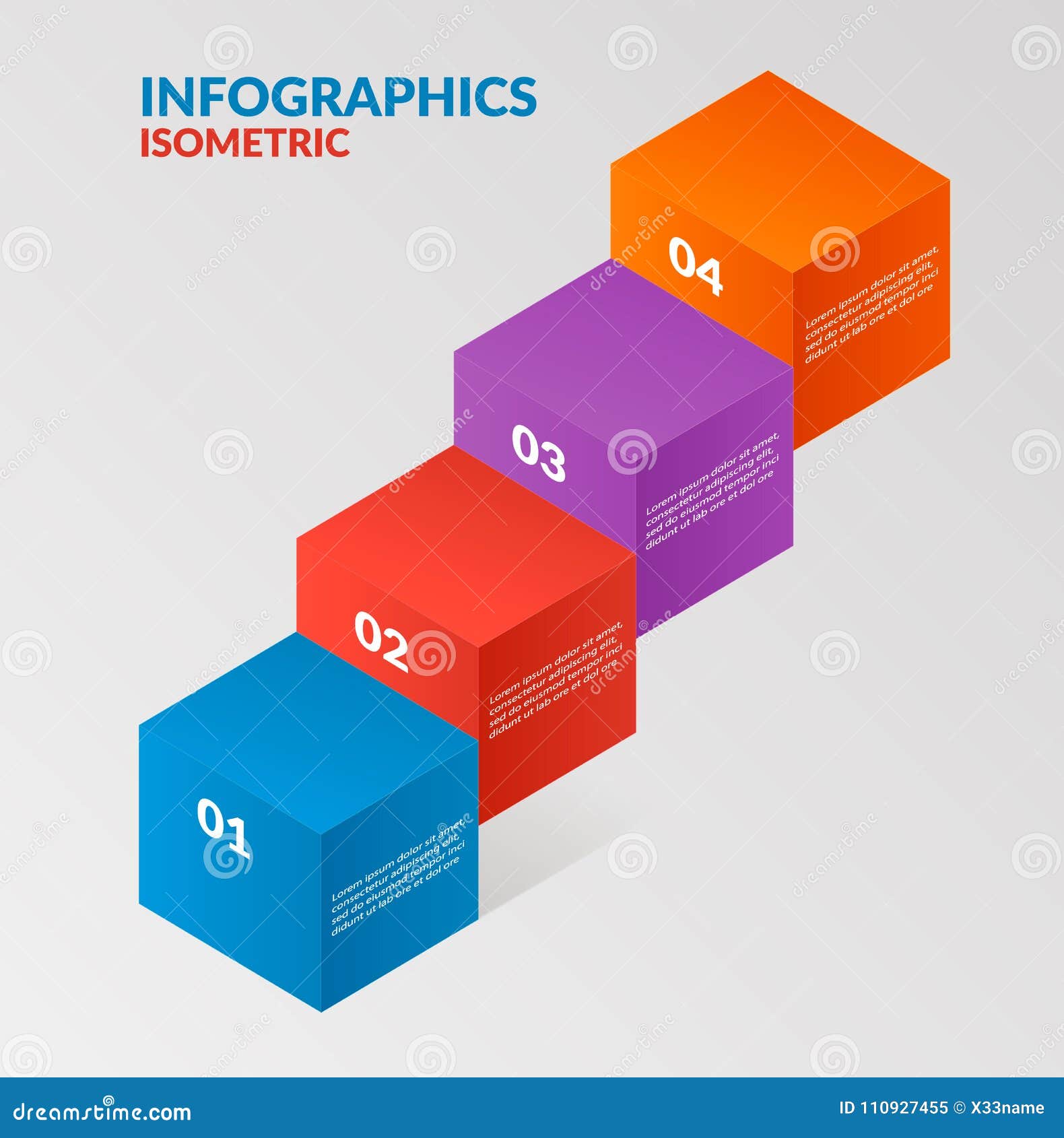 Modern Isometric Infographics Steps Elemsnts Element Template. Vector ...