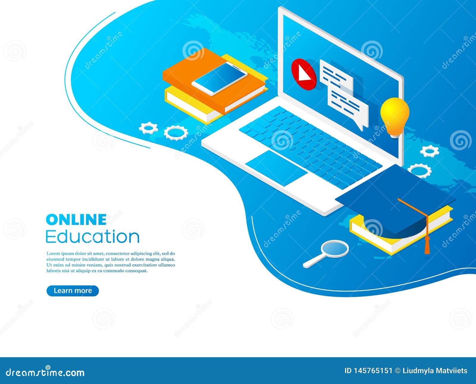 Modern Isometric Online Education Concept. Stock Vector - Illustration ...
