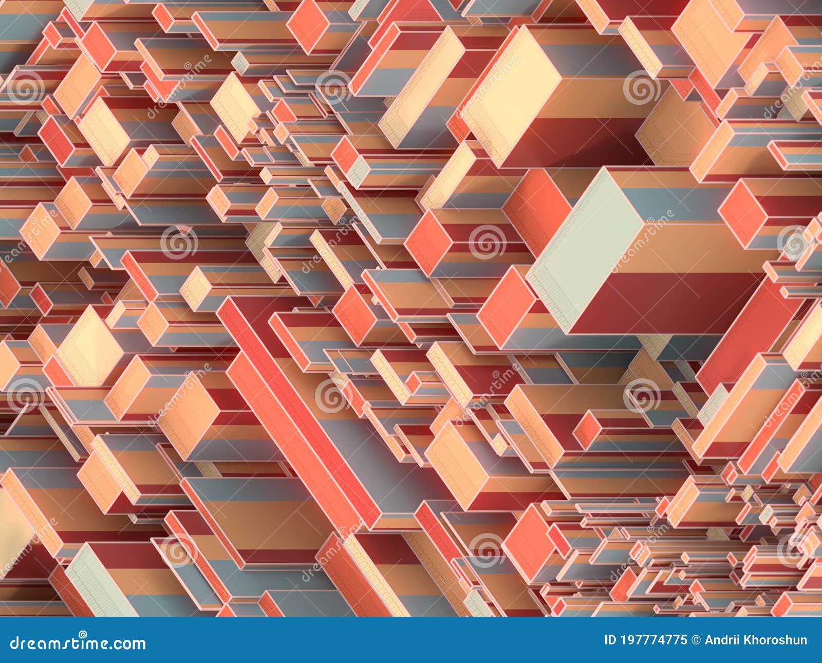 Modern Isometric Rectangular Pattern. Abstract 3d Rendering Art ...