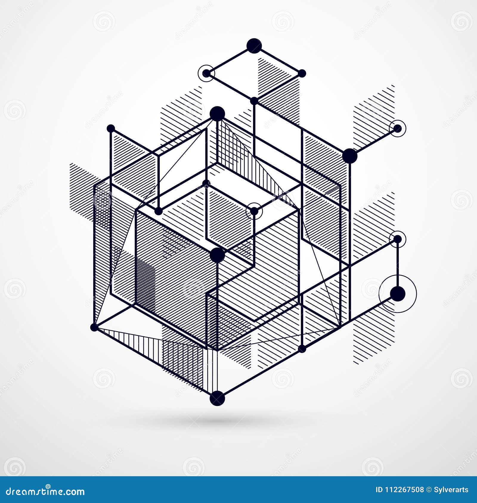 Modern Isometric Vector Abstract Black and White Background with Stock ...