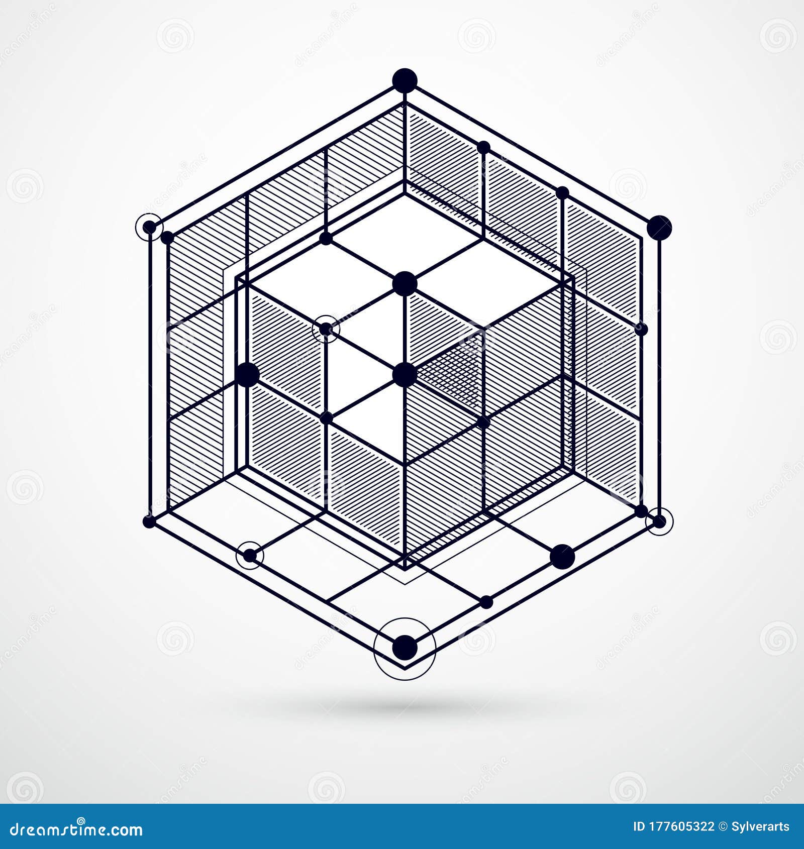 Modern Isometric Vector Abstract Black and White Background with ...