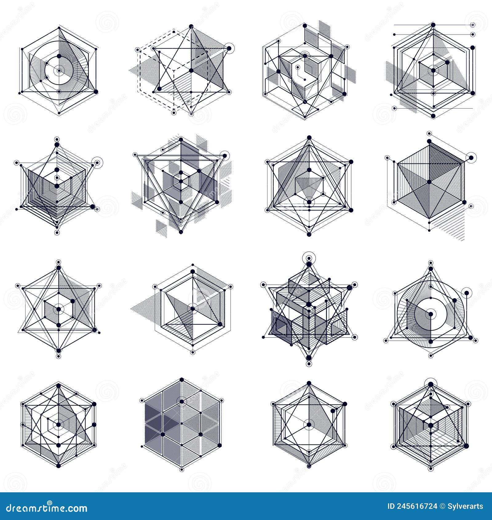 Modern Isometric Vector Abstract Black and White Backgrounds Set with ...