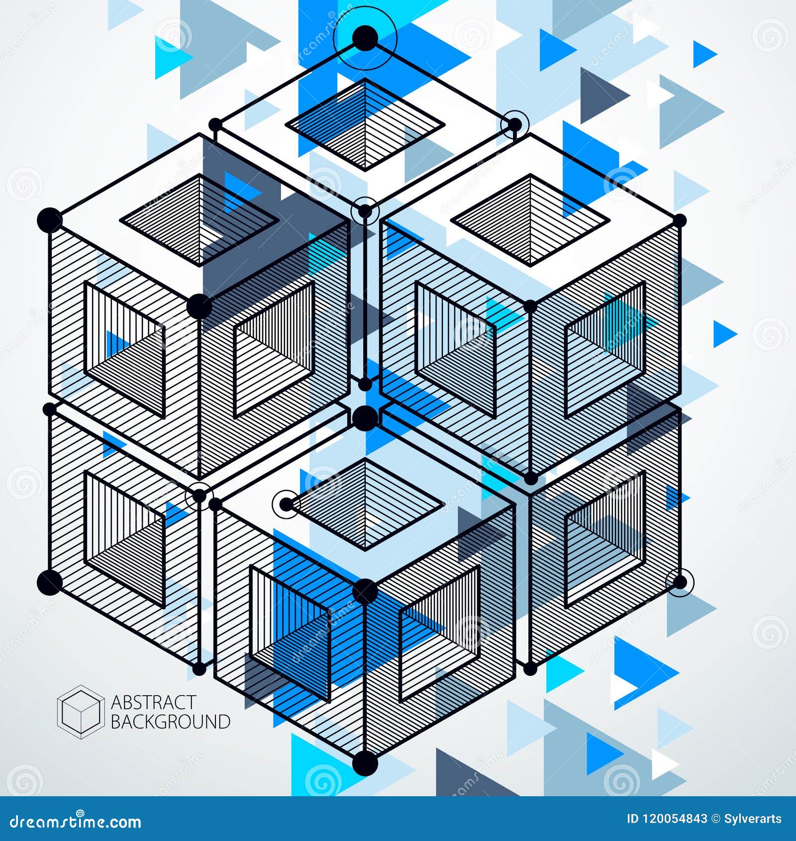 Modern Isometric Vector Abstract Blue Background with Geometric Stock ...