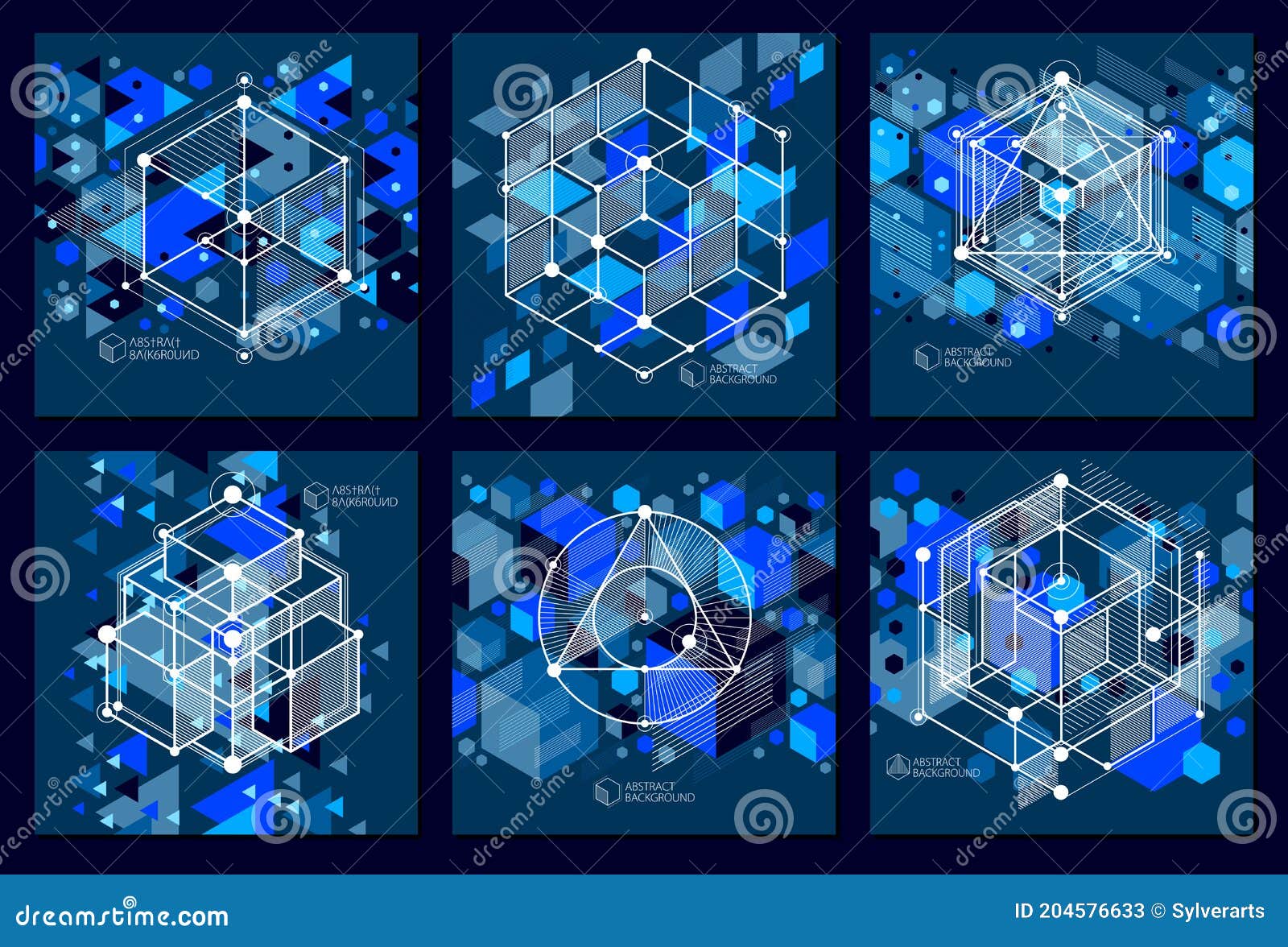Modern Isometric Vector Abstract Dark Blue Backgrounds Set with ...