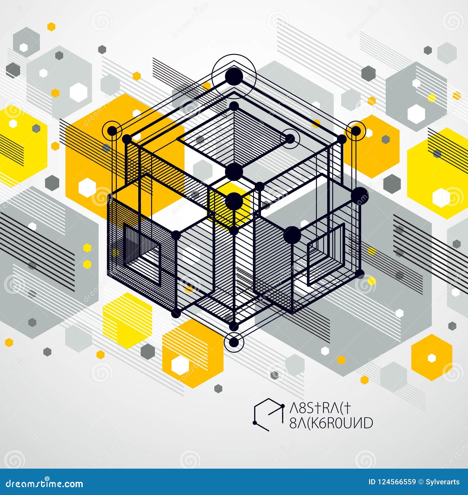 Modern Isometric Vector Abstract Yellow Background with Geometric ...