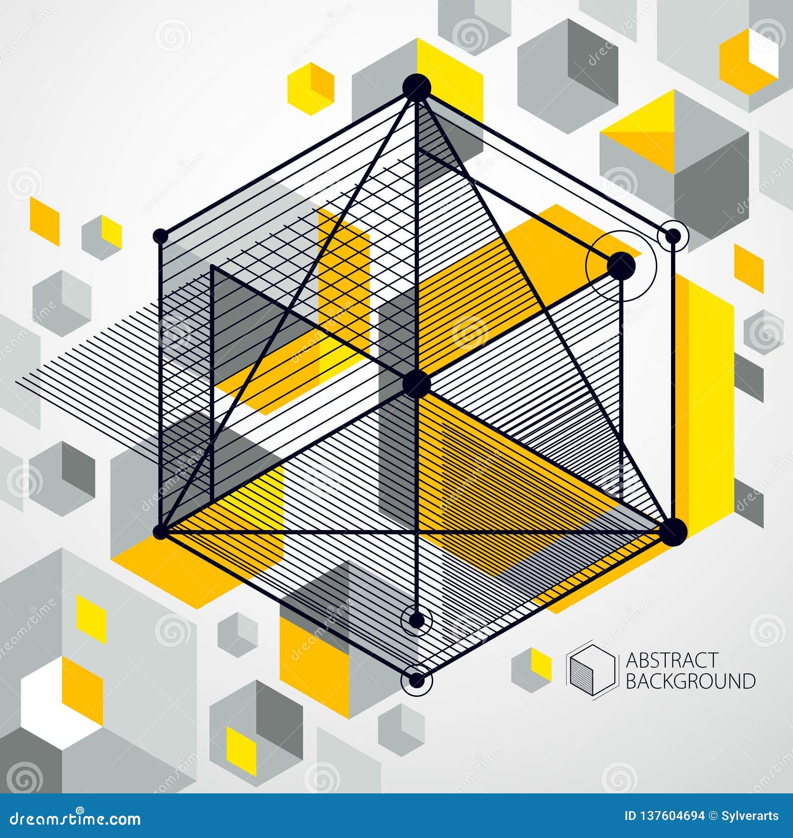 Modern Isometric Vector Abstract Yellow Background with Geometric ...