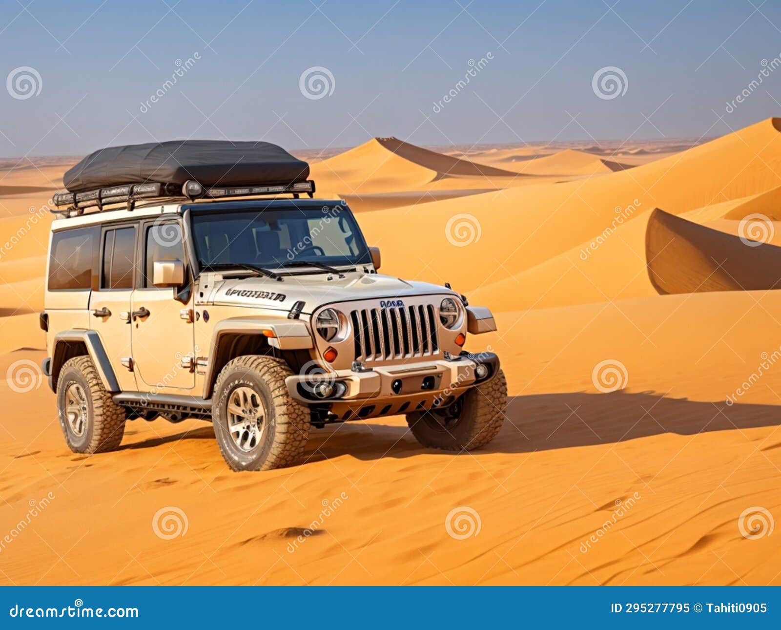 Modern Jeep in Sahara Desert in Egypt Stock Illustration - Illustration ...