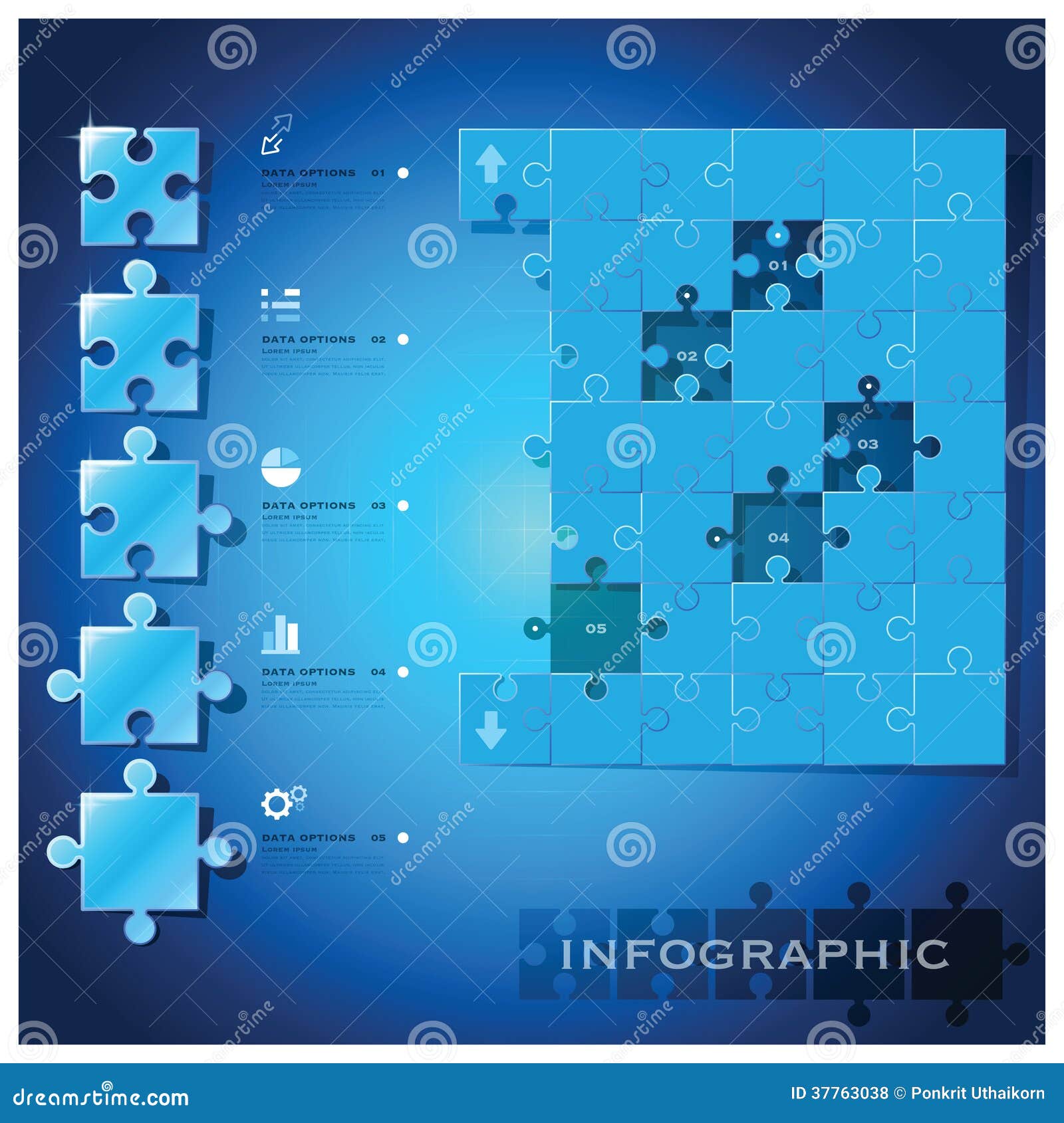 Modern Jigsaw Puzzle Business Infographic Background Design Temp Stock ...
