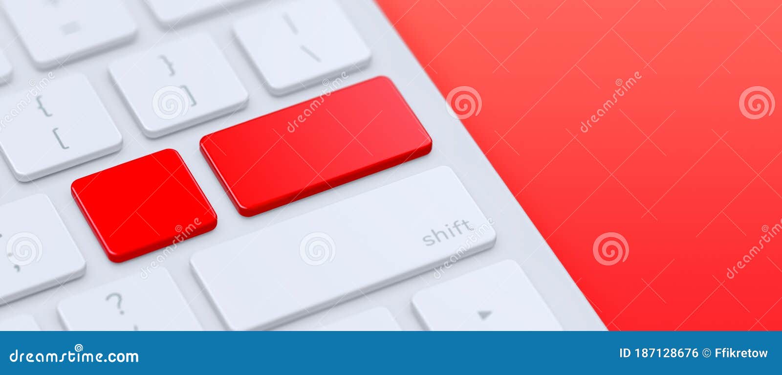 Modern Keyboard with Blank Red Buttons Stock Illustration ...