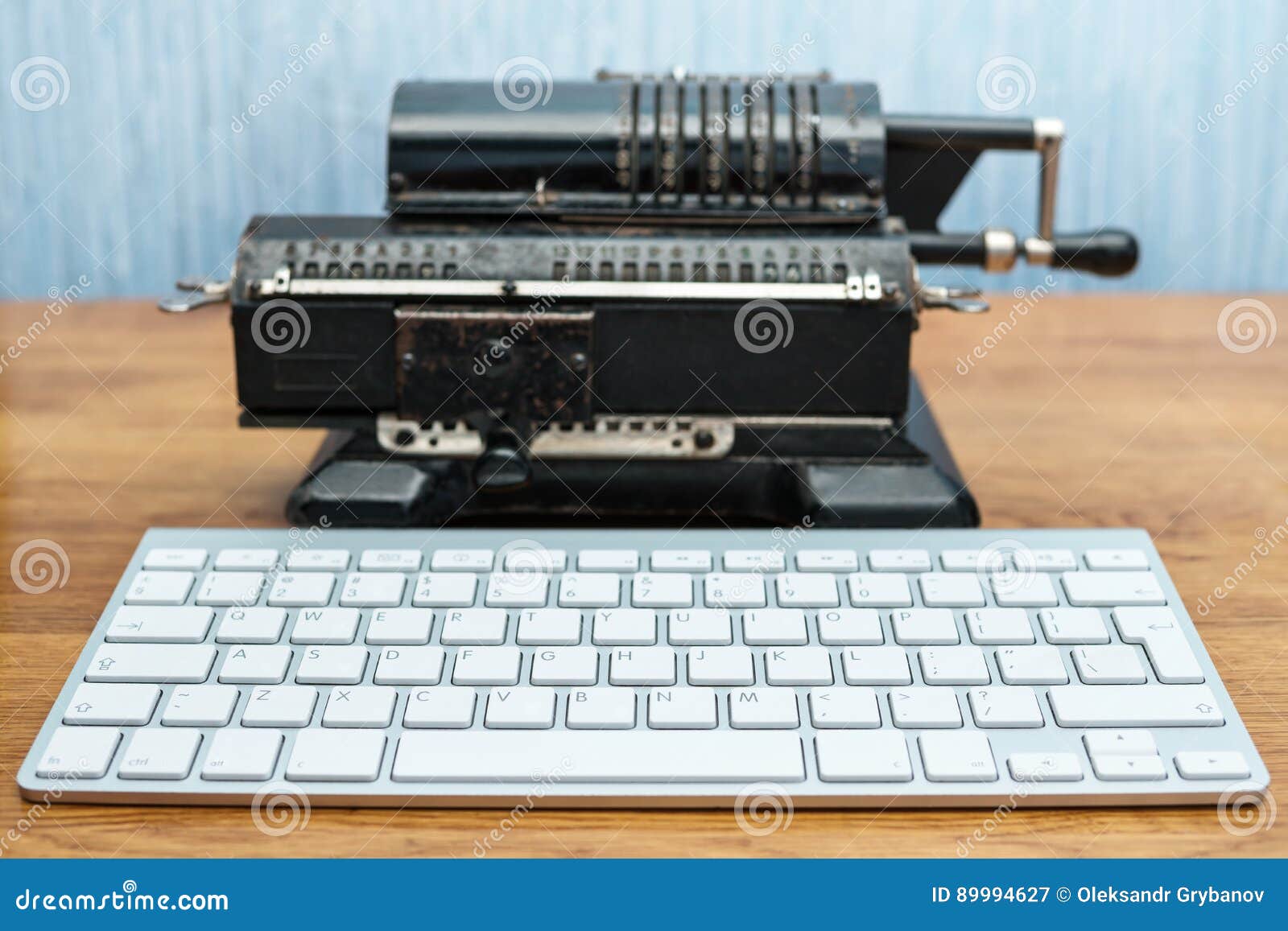 Modern Keyboard and Old Adding Machine Stock Image - Image of device ...
