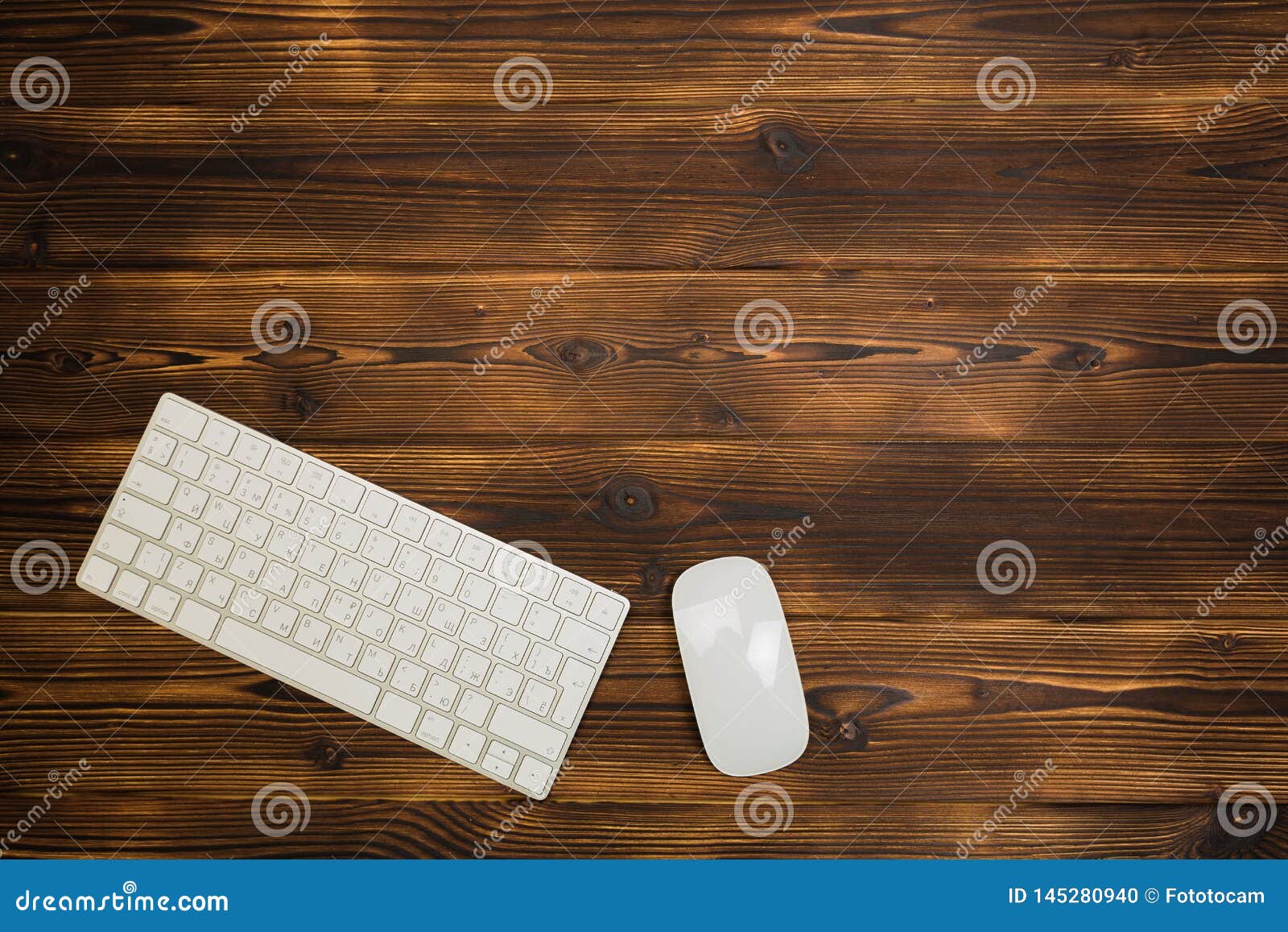Modern Keyboard on the Wooden Table with Mouse in the Office Stock ...