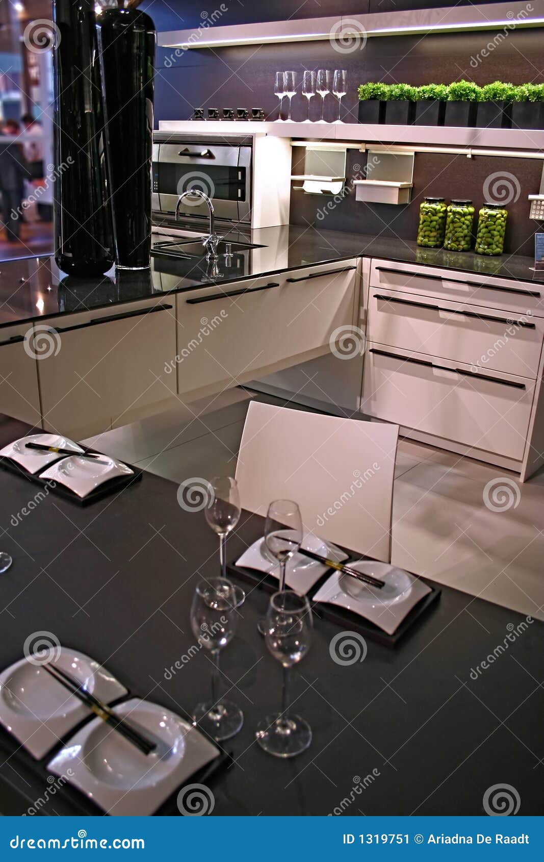 Modern kitchen stock image. Image of pots, granite, modern - 1319751