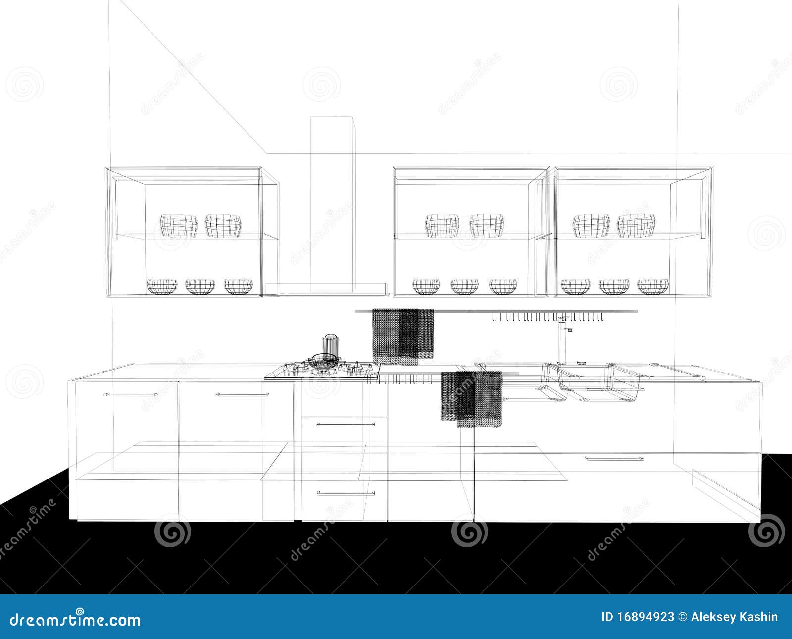 Modern kitchen stock illustration. Illustration of home - 16894923