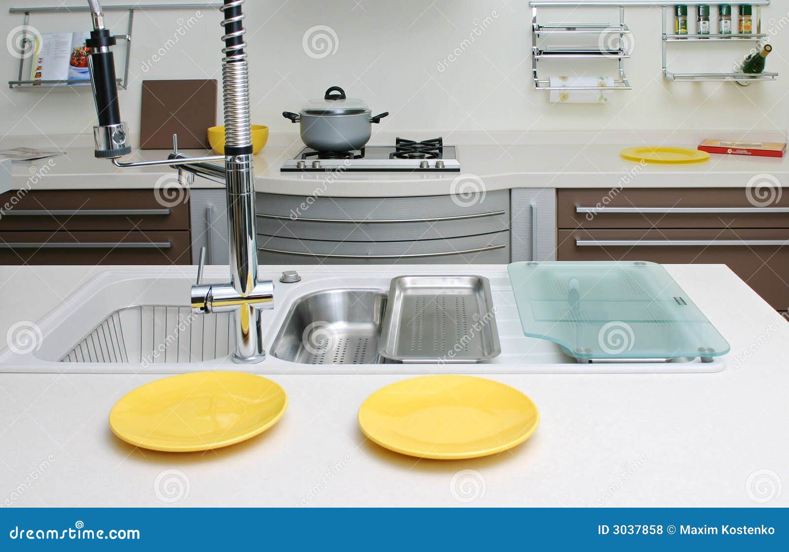 Modern kitchen stock photo. Image of counter, room, living - 3037858