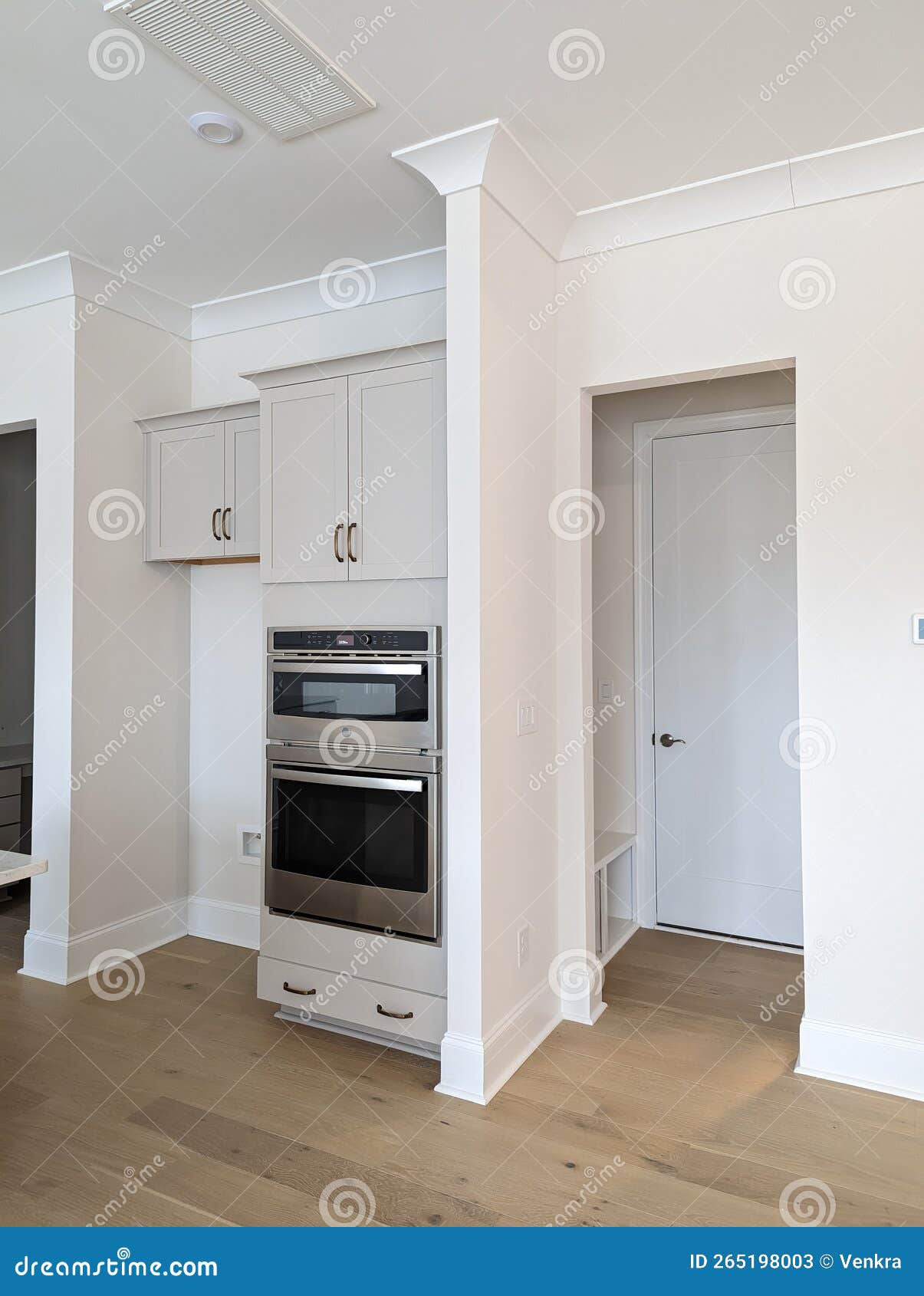 Modern Kitchen Being Built with High Ceiling Stock Image - Image of ...