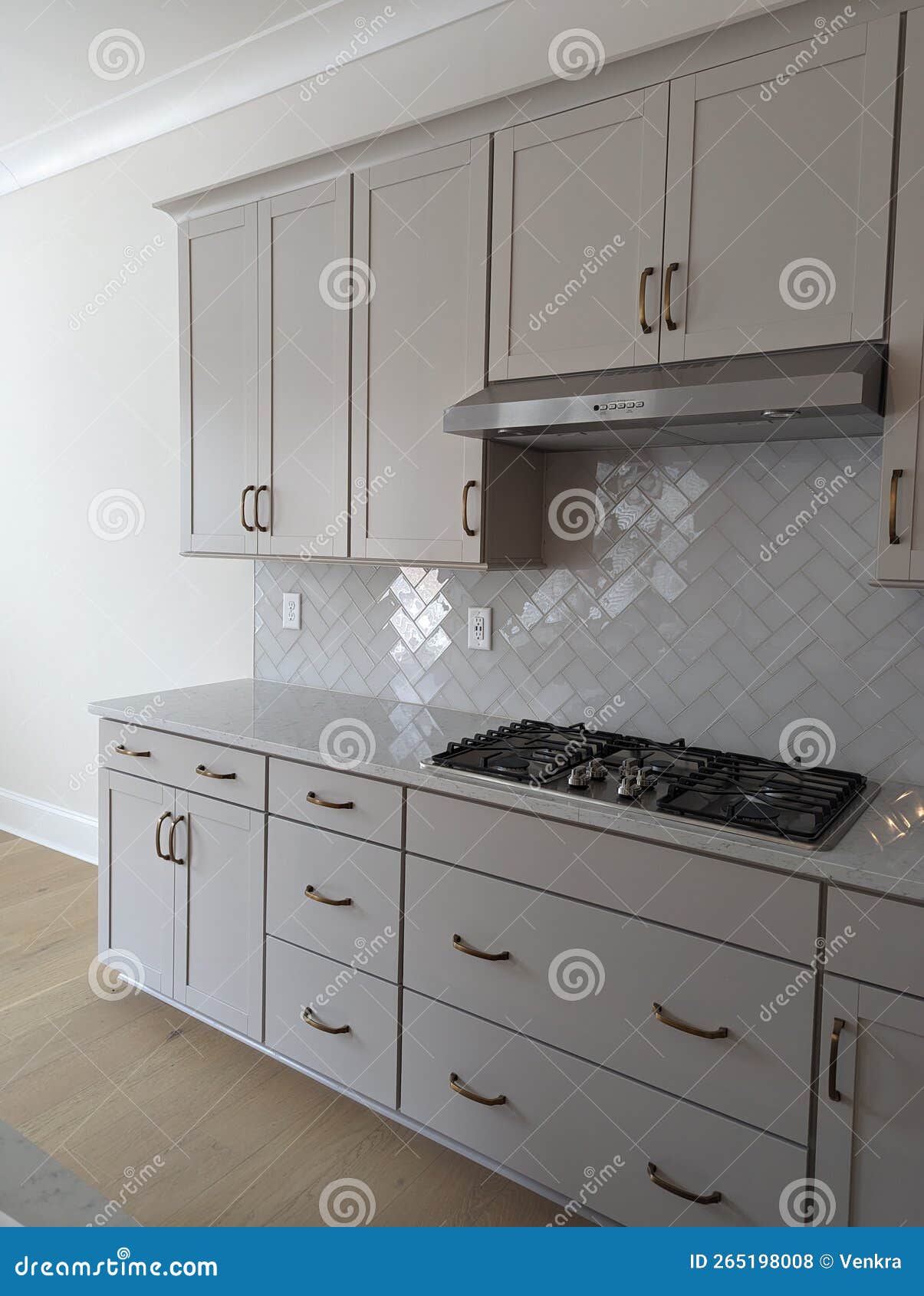 Modern Kitchen Being Built with High Ceiling Stock Photo - Image of ...