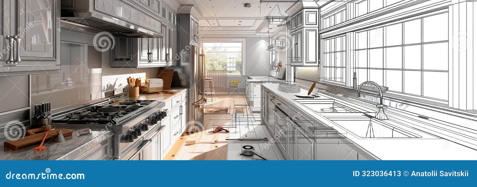 Modern Kitchen Being Transformed with New Cabinets Installed and ...