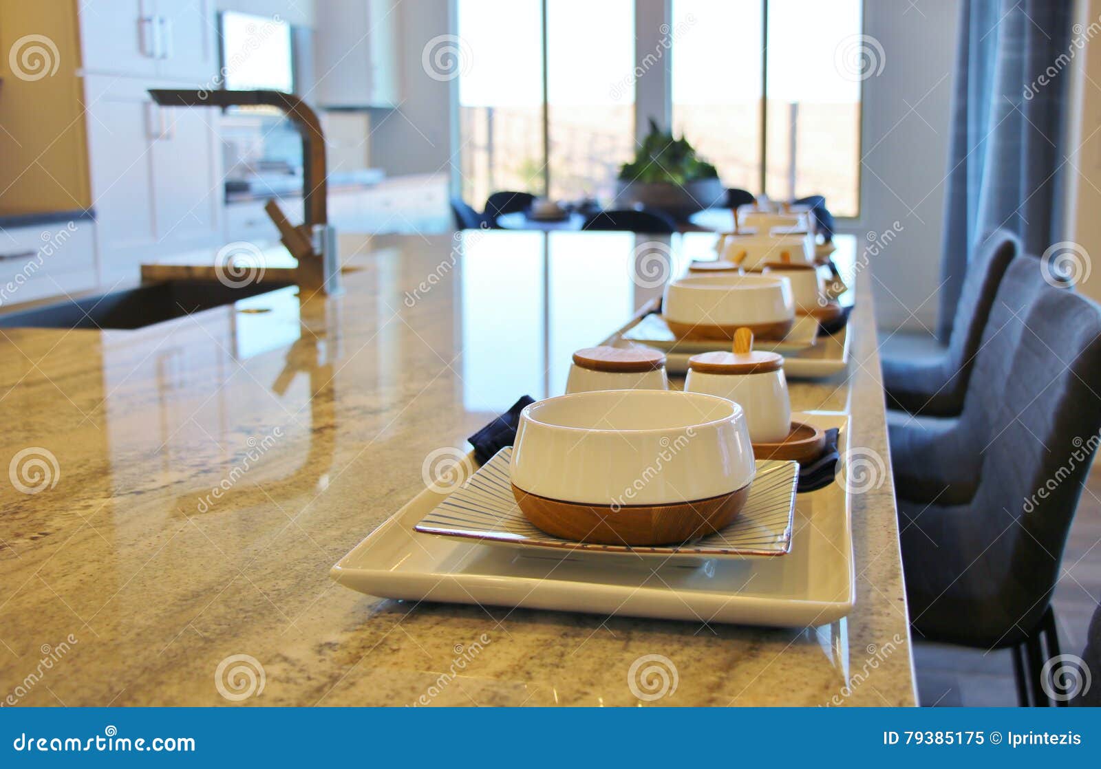 Modern Kitchen with a Breakfast Bar Stock Image - Image of estate ...