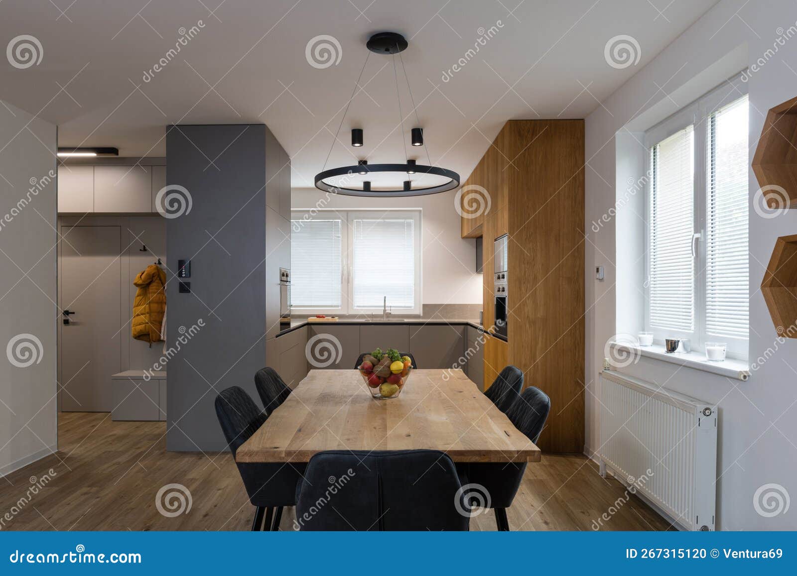 Interior of Modern Apartment - Hallway and Kitchen Stock Photo - Image ...