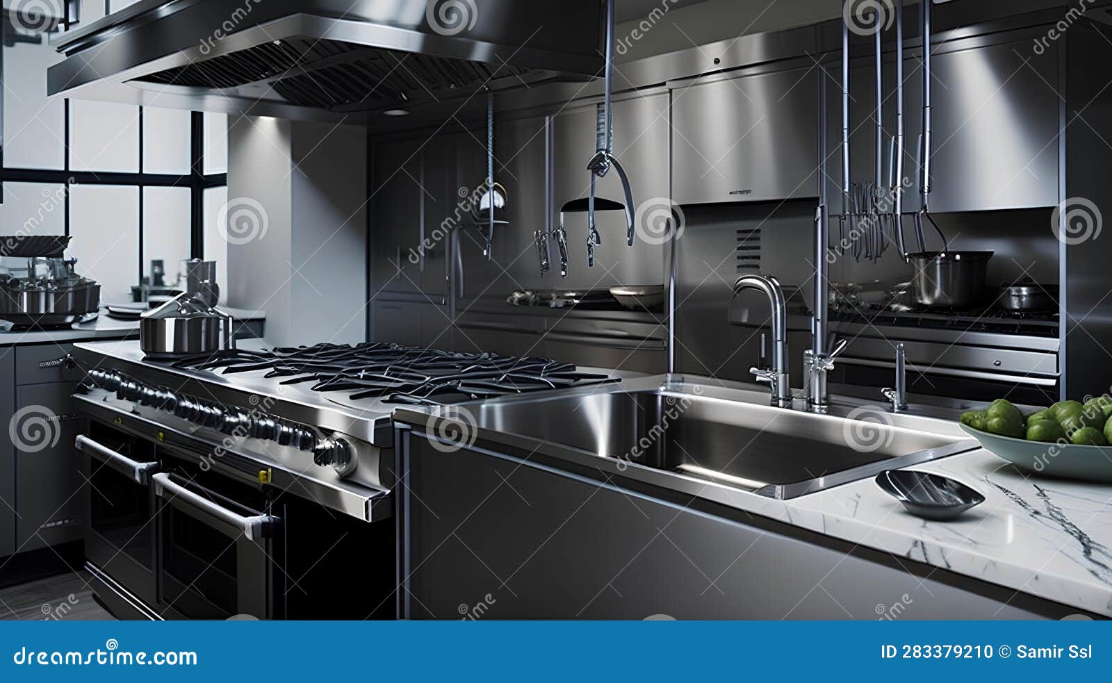 A Modern Kitchen in a Chef S Dream Restaurant Stock Illustration ...