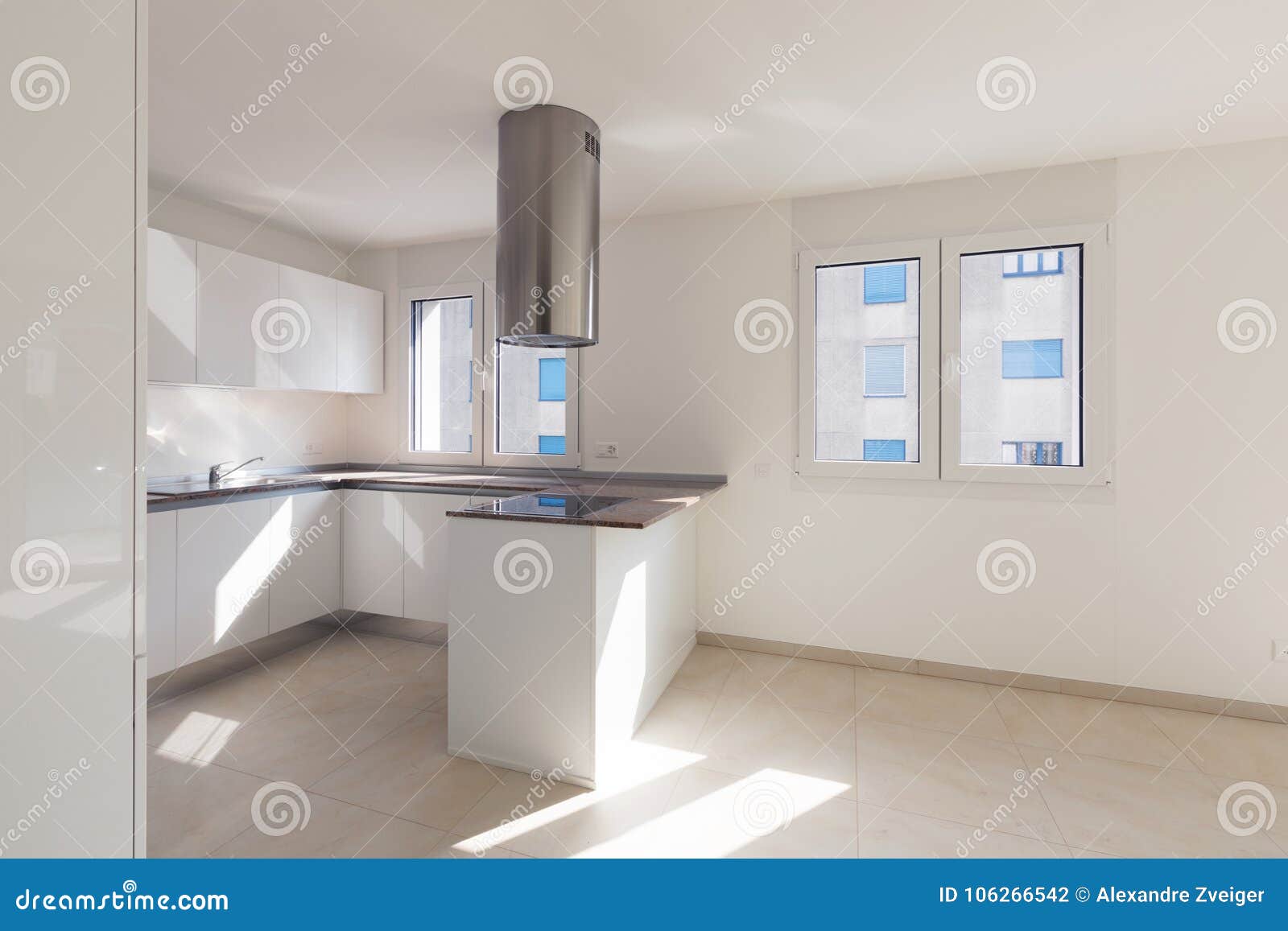 Modern Apartment, Empty Spaces, Kitchen Stock Photo - Image of inside ...