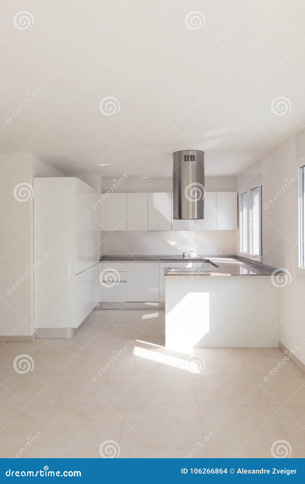 Modern Apartment, Empty Spaces, Kitchen Stock Photo - Image of room ...