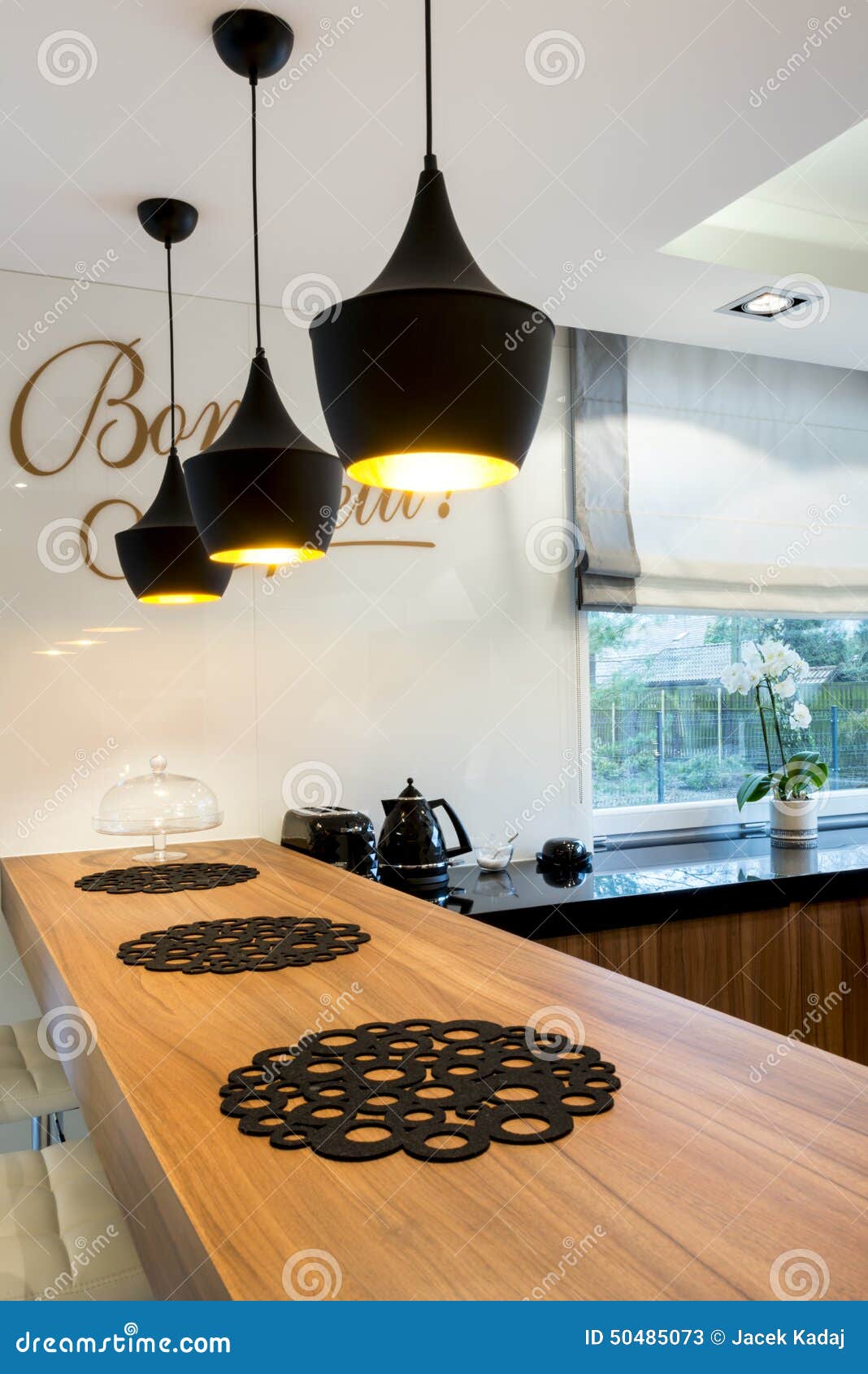 Modern Kitchen Counter Interior Design Stock Image - Image of ...