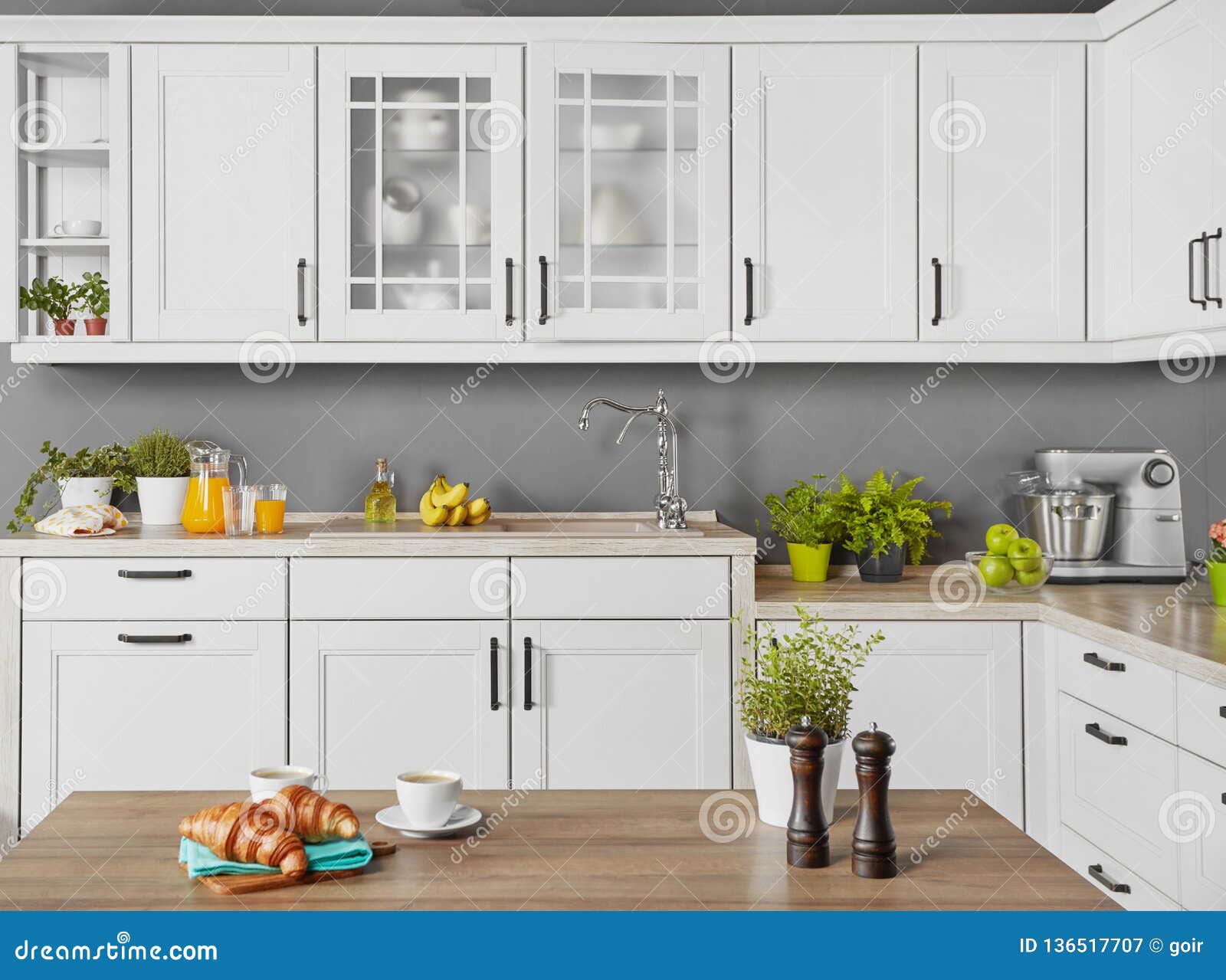 Modern Kitchen and Counter Top Stock Image - Image of department ...