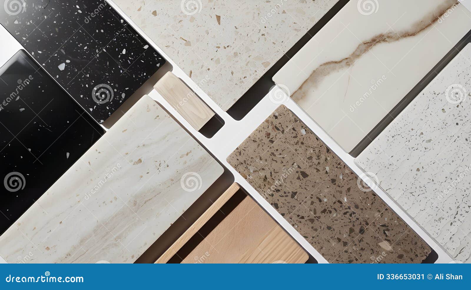 Modern Kitchen Countertop Samples Black White Beige and Brown Terrazzo ...