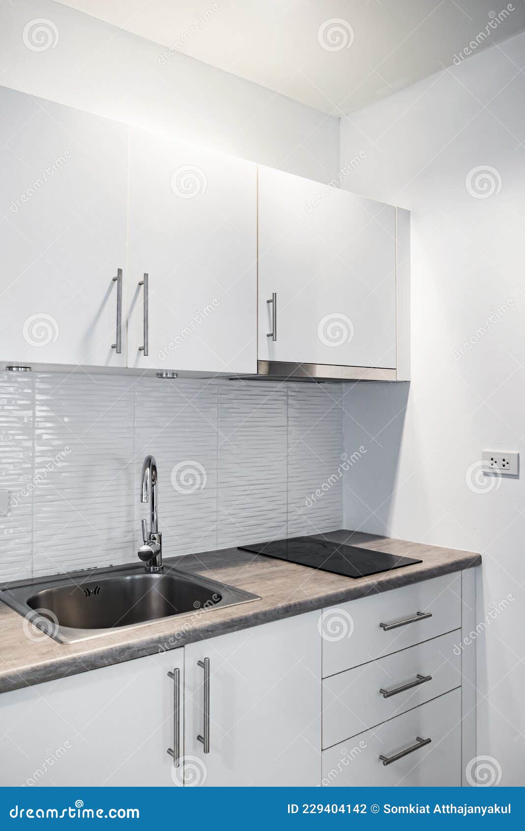 Modern Kitchen Countertop with Sink. Stock Photo - Image of floor, home ...
