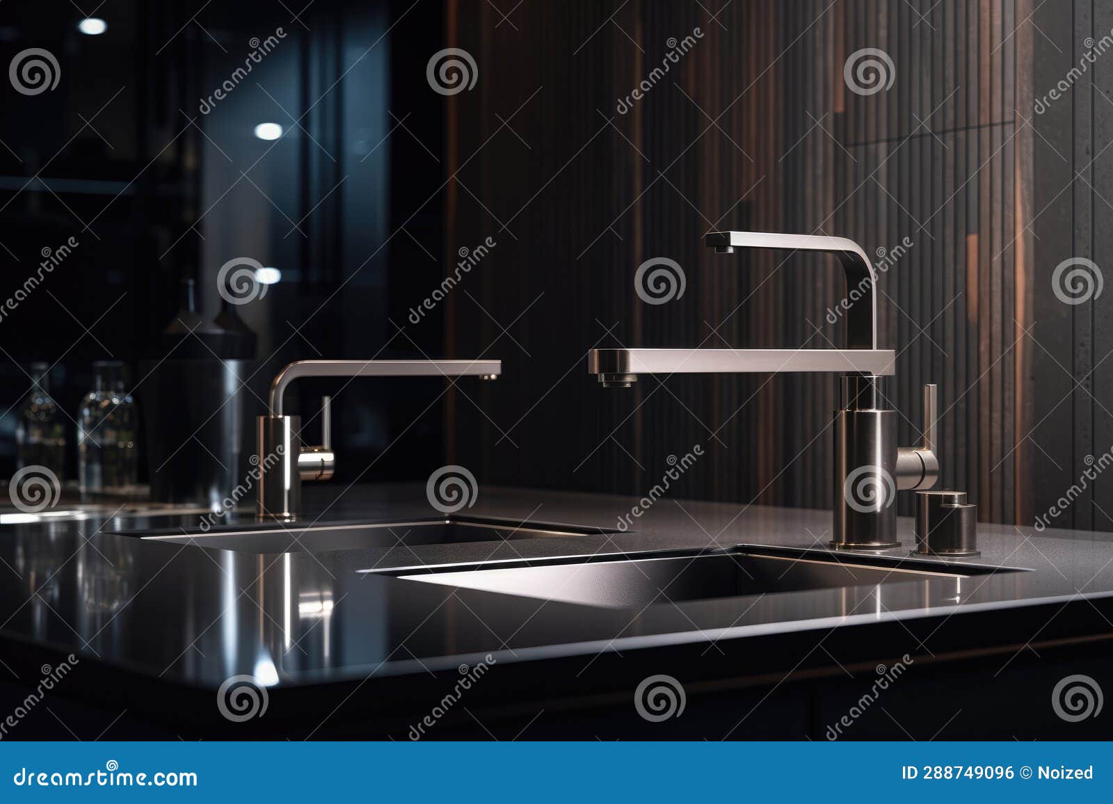 Modern Kitchen in Dark Grey - Sleek Contemporary Design Stock ...