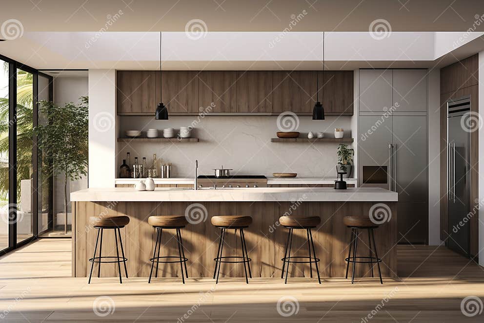 Modern Kitchen Design, Featuring a Spacious, Open Layout with a ...
