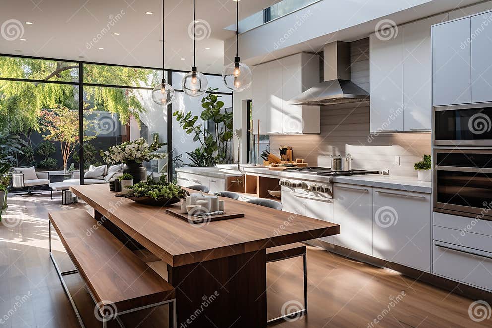 Modern Kitchen Design, Featuring a Spacious, Open Layout with a ...