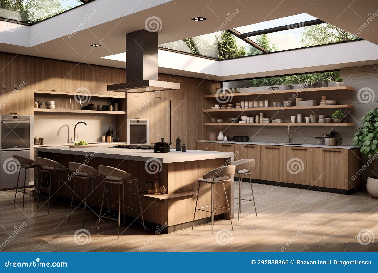 Modern Kitchen Design, Featuring a Spacious, Open Layout with a ...
