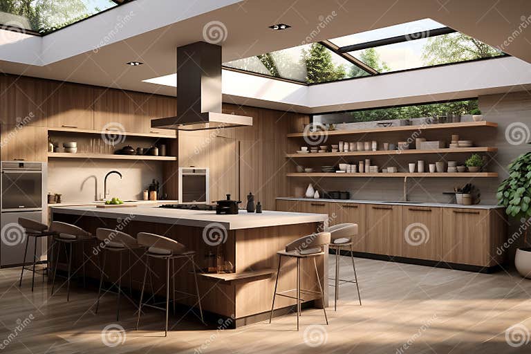 Modern Kitchen Design, Featuring a Spacious, Open Layout with a ...